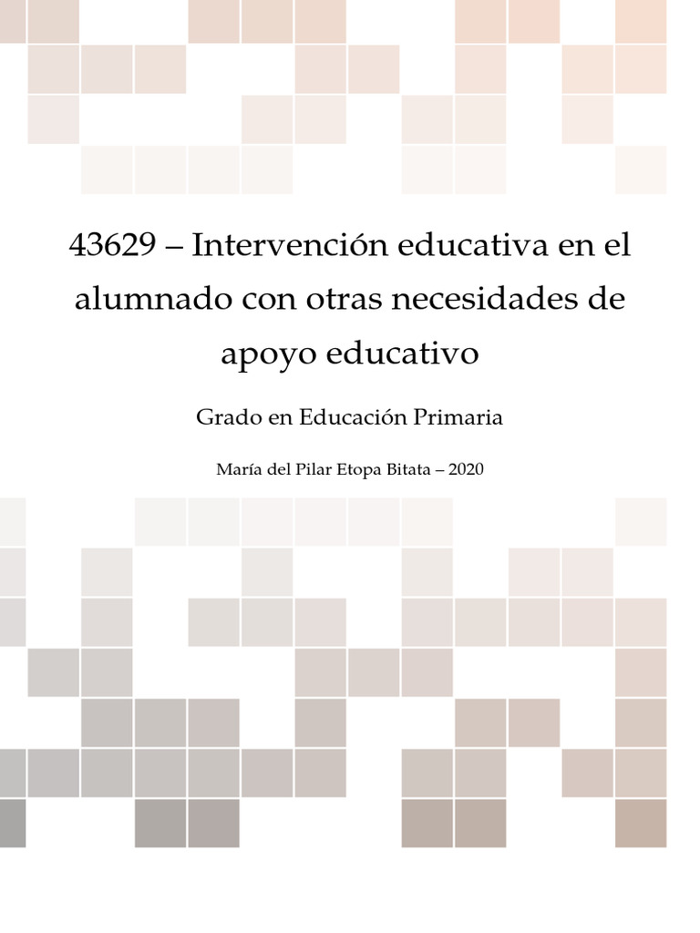 Intervención Educativa en El Alumnado Con Otras Necesidades de Apoyo Educativo | PDF