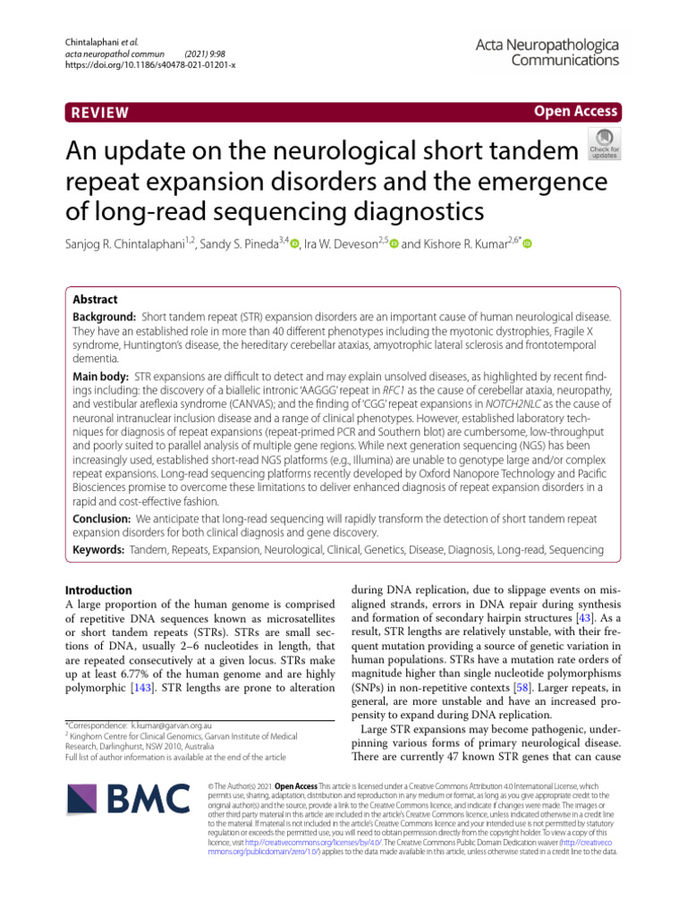 An Update On The Neurological Short Tandem Repeat Expansion Disorders and The Emergence of Long ...