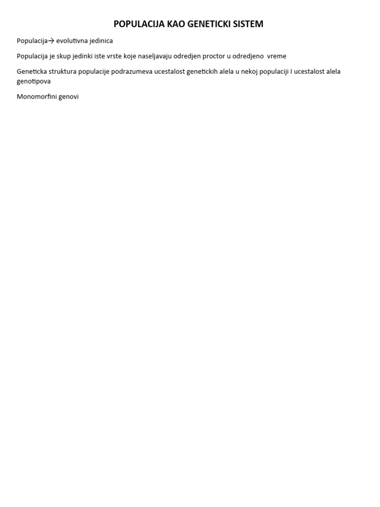Populacija Kao Geneticki Sistem | PDF