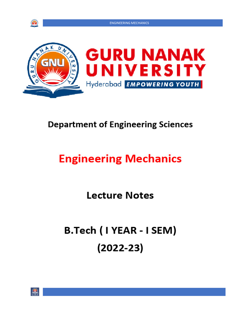EM - Lecture Notes - Module-1 | PDF | Force | Newton's Laws Of Motion EM - Lecture Notes - Module-1 | PDF | Force | Newton's Laws Of Motion