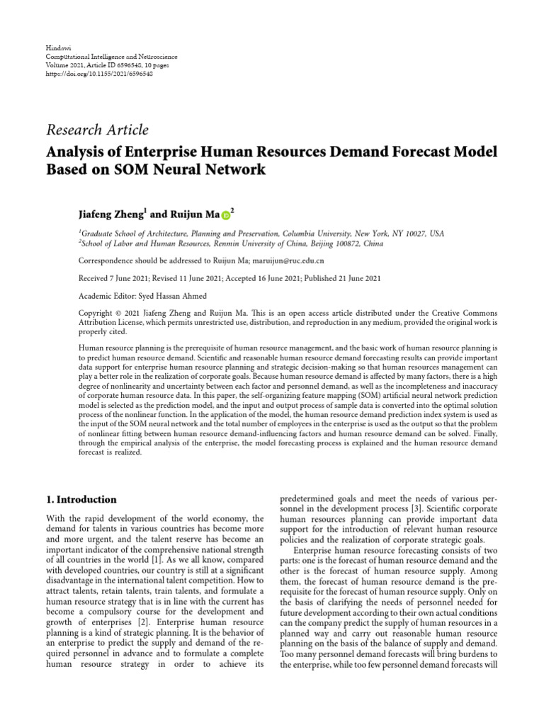 Analysis of Enterprise Human Resources Demand Forecast Model Based On SOM Neural Network | PDF ...