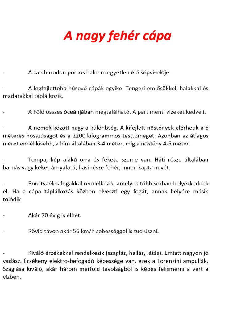 A Nagy Fehér Cápa - Docx 1 | PDF