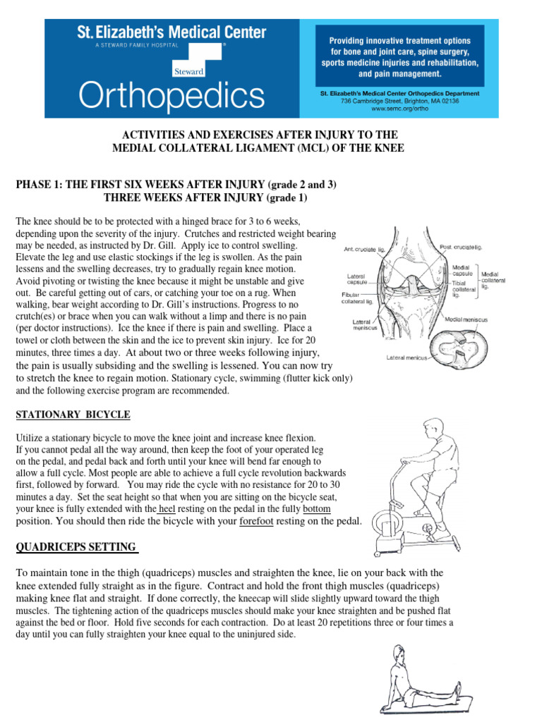 MCL Knee Injury Recovery Exercises Guide | PDF | Knee | Strength Training