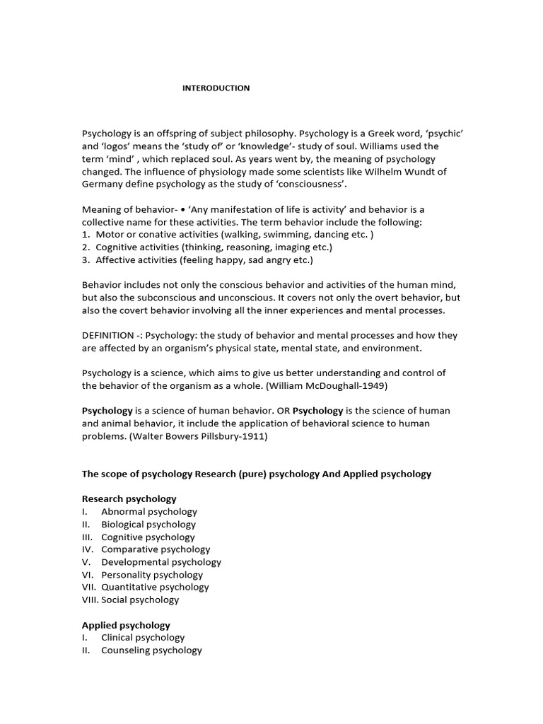 Introduction To Psychology | PDF