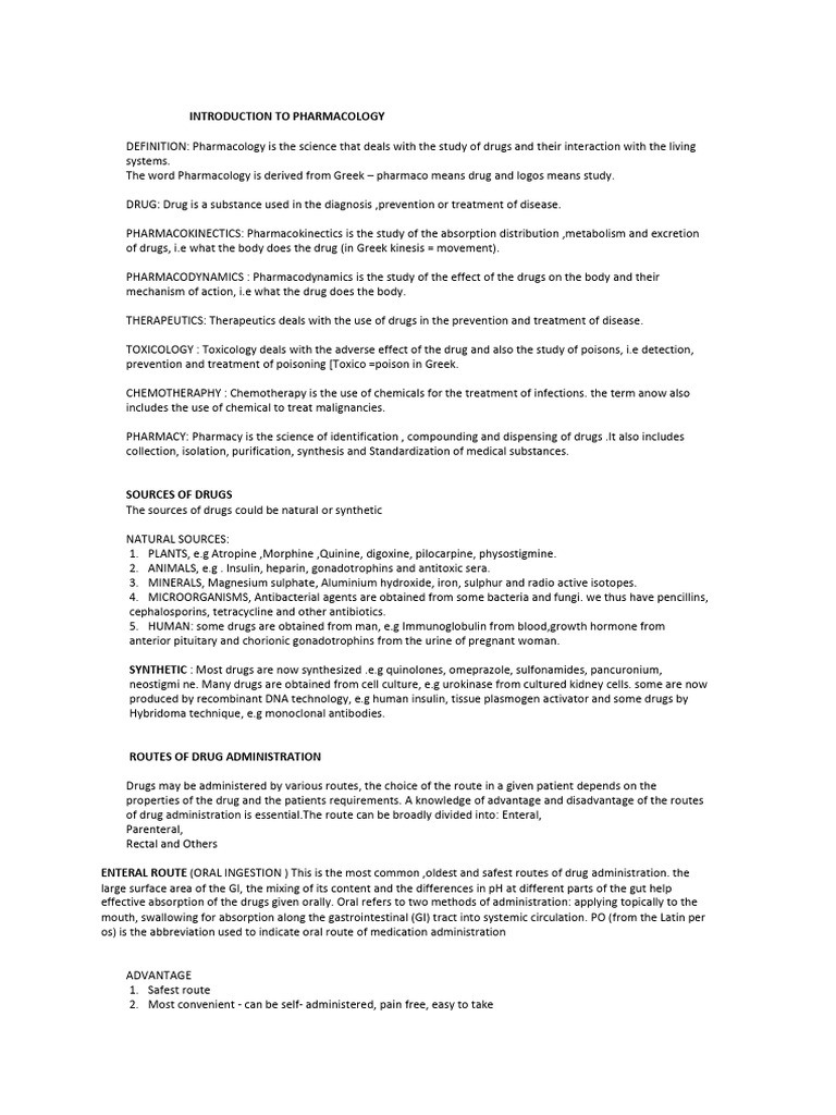 Introduction To Pharmacology | PDF