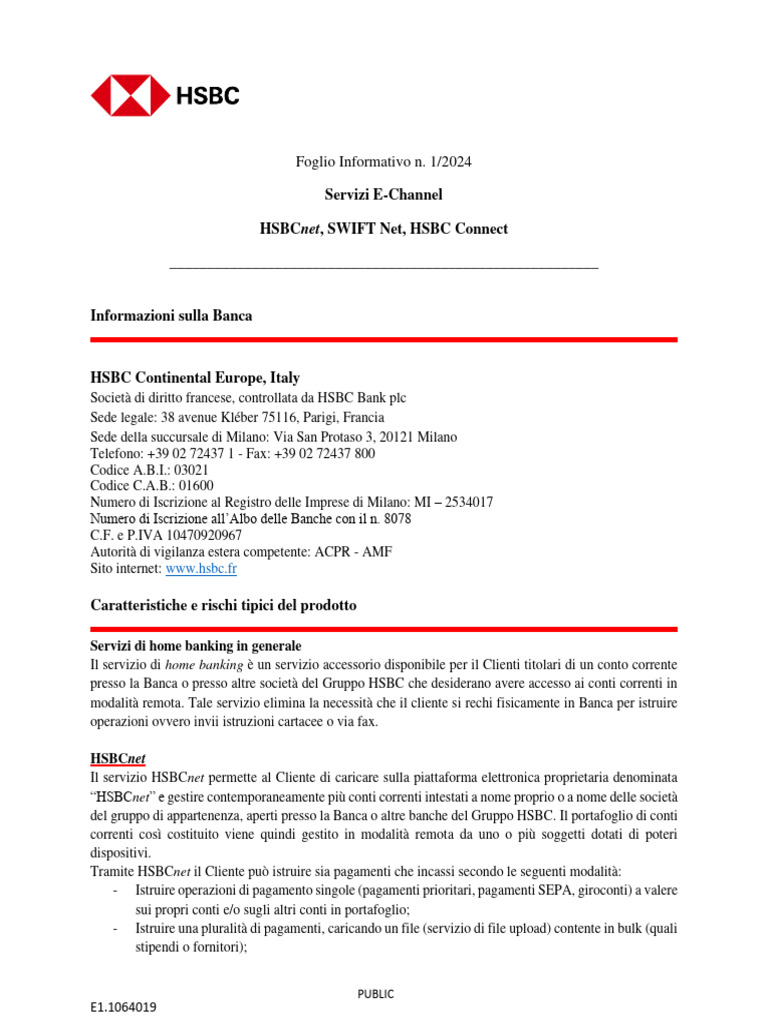 Servizi e Channel Hsbcnet Swift Net HSBC Connect e Channels Services | PDF