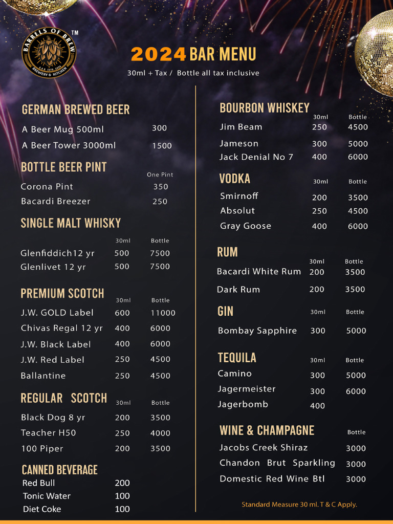 Print Out Bar Menu | PDF