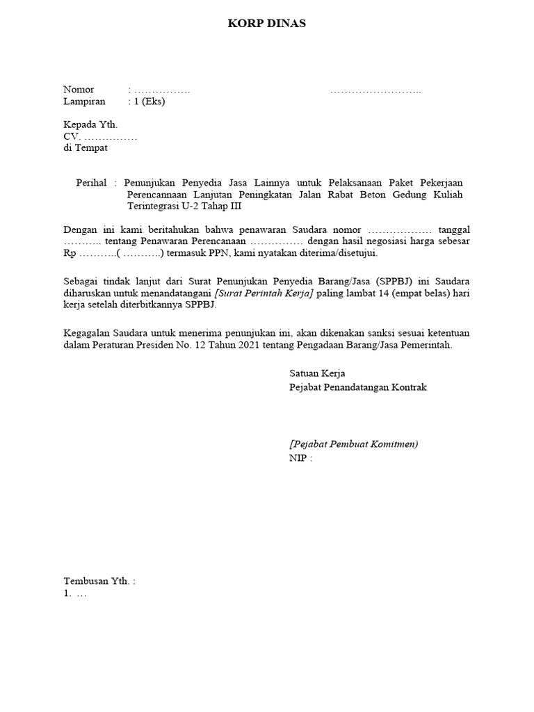 Contoh SPPBJ Jasa Konsultansi | PDF