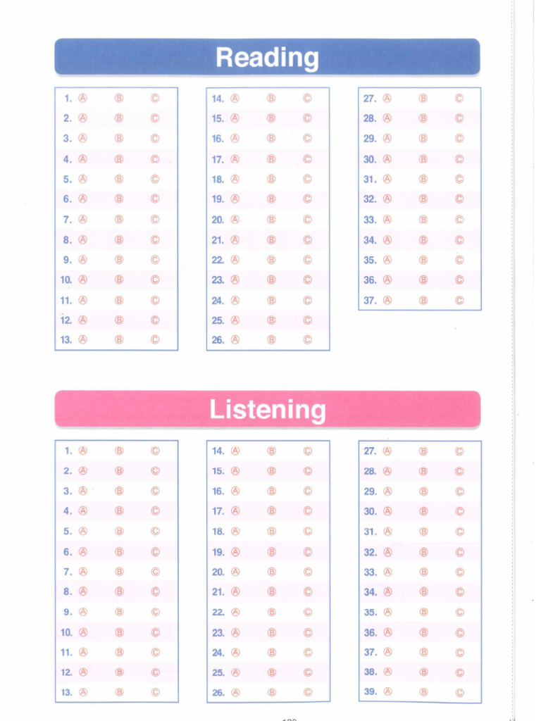 Answer Sheet Reading | PDF