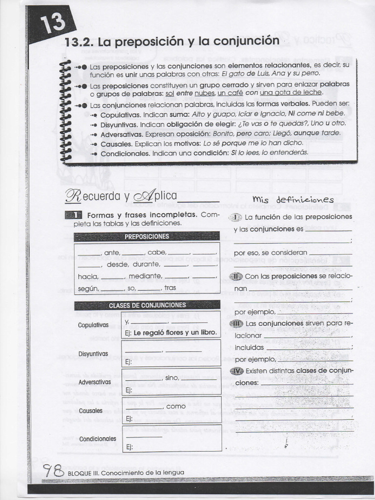 Preposición Y Conjunción Pdf