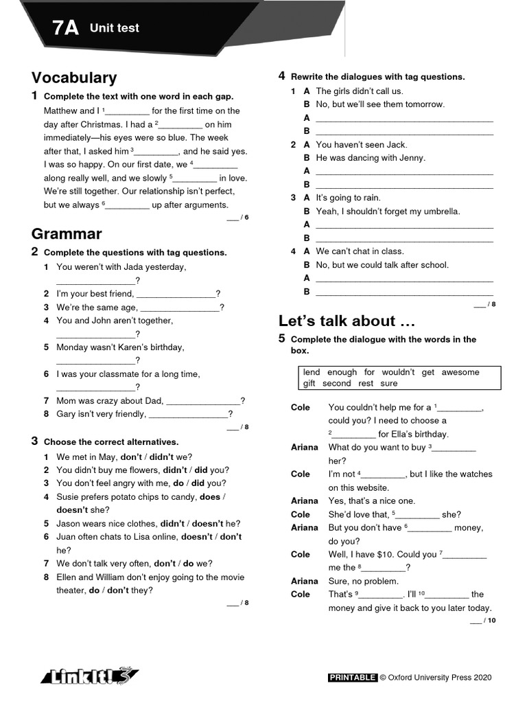 Li L3 Unit Test 7a Pdf Language Arts Discipline