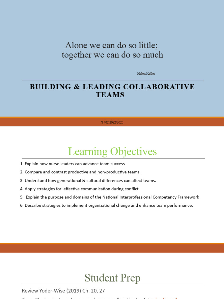 Building & Leading Collaborative Teams | PDF