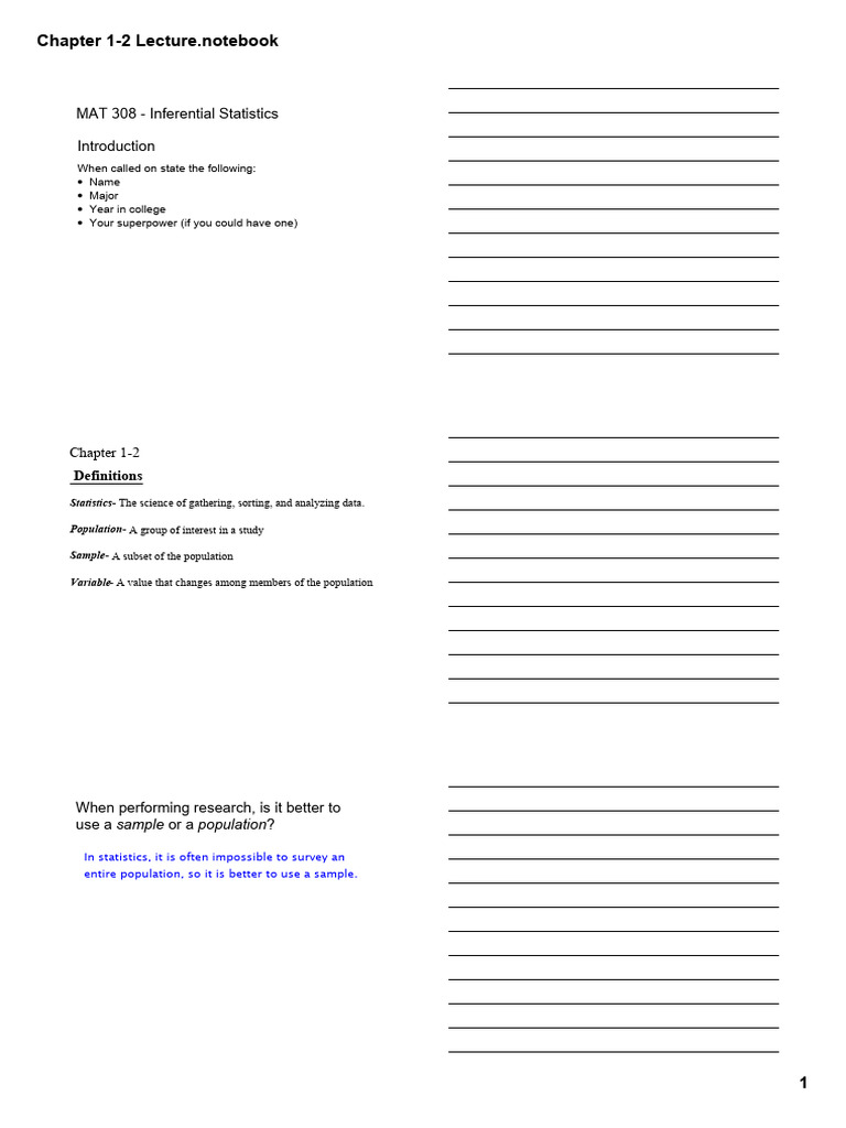 Chapter 1 2 Lecture Pdf Level Of Measurement Statistics