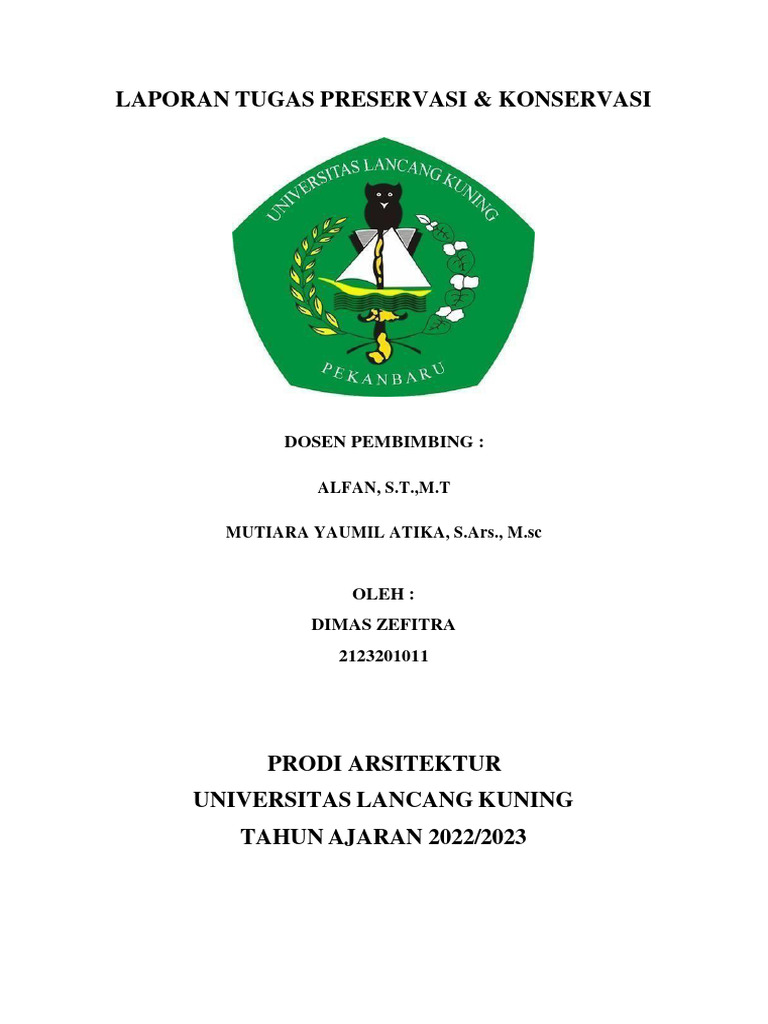 Laporan Tugas Preservasi Dan Konservasi Dimas Zefitra | PDF