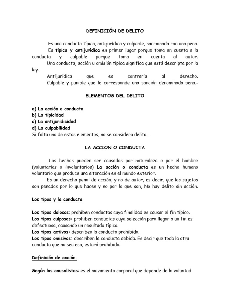 Definición de Delito-Tipos - Derecho Maritimo | PDF