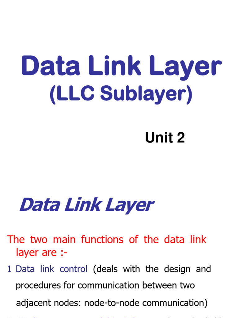 Data Link Layer Unit-2 | PDF