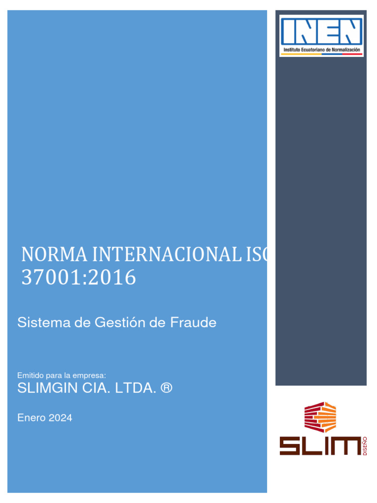 Norma Iso Gestion de Fraude - Slim Gin Cia. Ltda L | PDF | Corrupción ...
