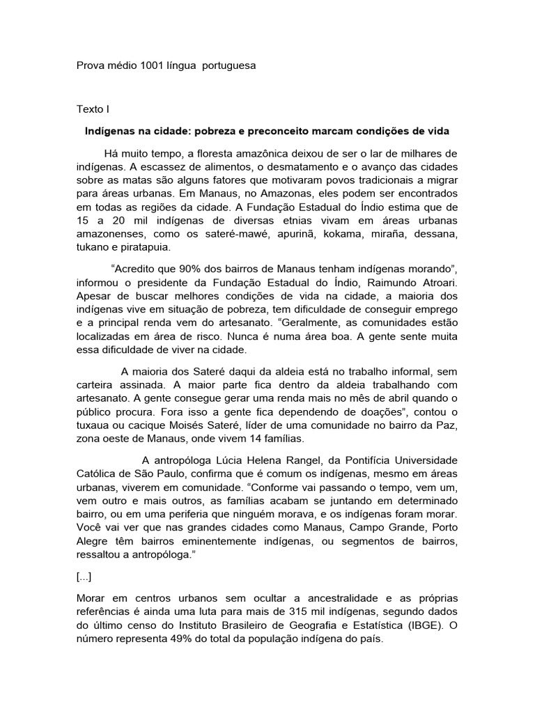 Prova Médio 1001 Unidade III | PDF | Amor | Romantismo