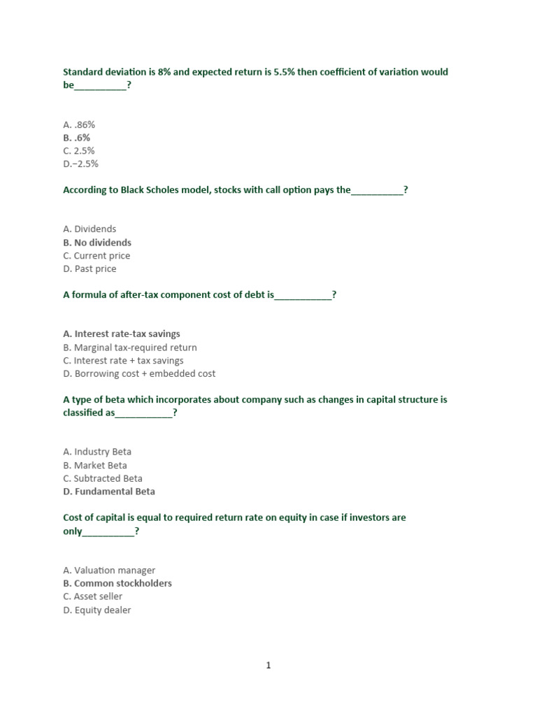 Financial Management Mcqs | PDF | Bonds (Finance) | Option (Finance)