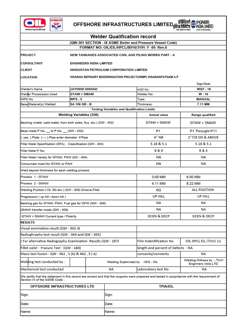 05-Welder Qualification Record | PDF