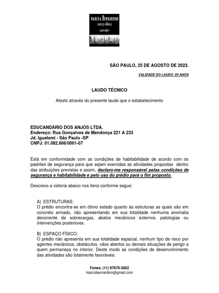 Laudo de Habitabilidade | PDF