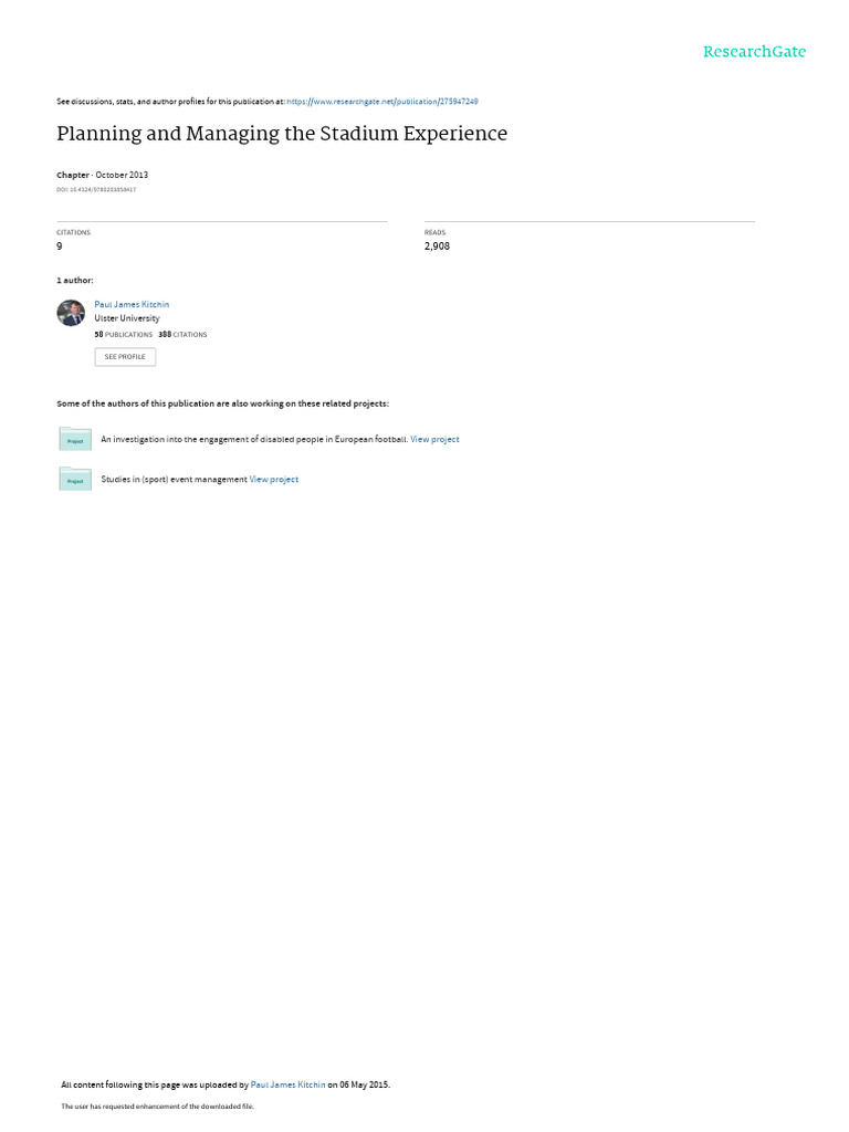 Planning and Managing The Stadium Experience | PDF
