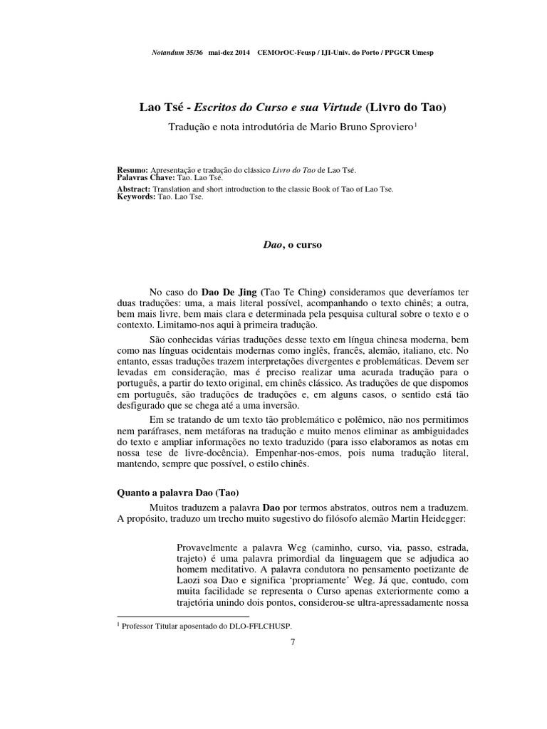 Tradução do Tao Te Ching de Lao Tsé | PDF | Estudos de Línguas Estrangeiras