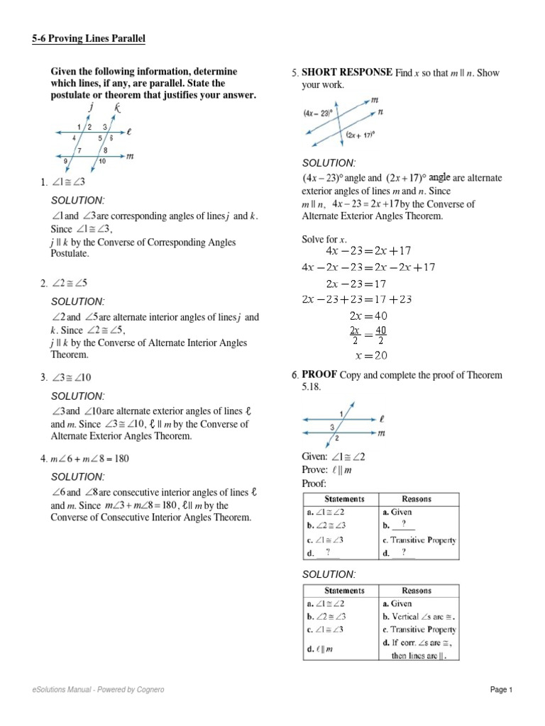 5-6 Proving Lines Parallel | PDF