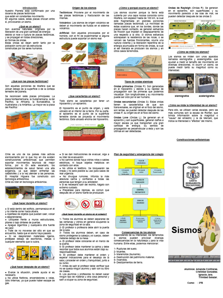 Triptico de Sismos | PDF | Temblores | Placas tectónicas