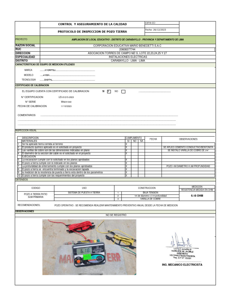 Protocolo de Spat - I.E.P Mario Benadetti Primaria | Descargar gratis PDF | Electricidad ...
