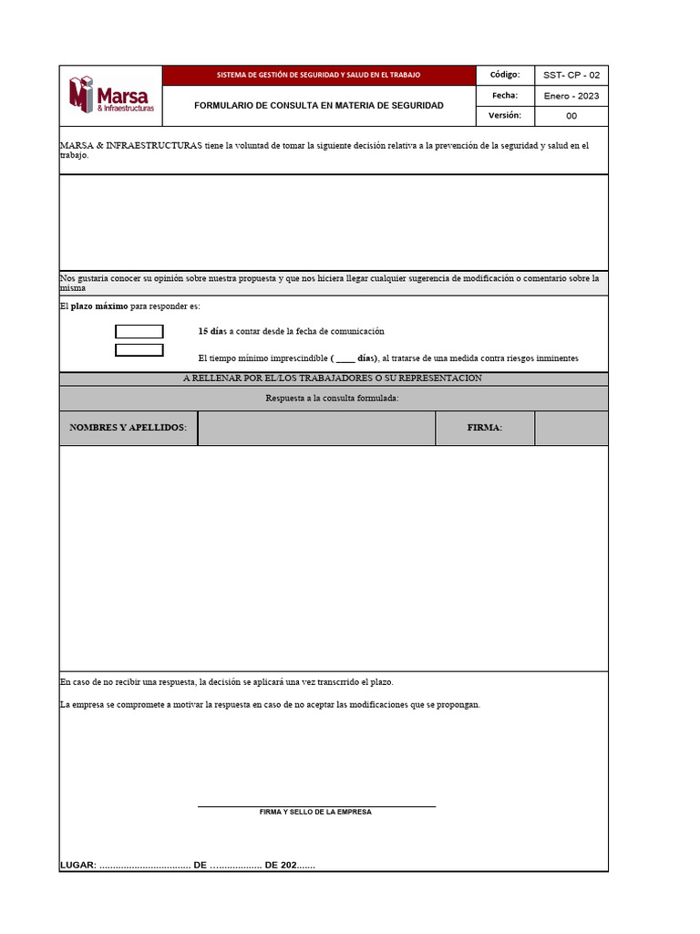 SST-CP-02_Formulario de consulta en materia de SST. | PDF