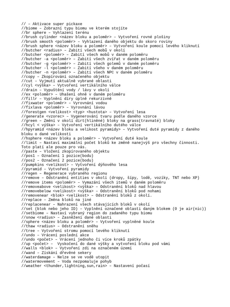 World Edit Commands | PDF | Teaching Methods & Materials | Science & Mathematics