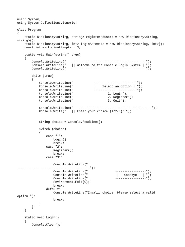 C# Log in Form | PDF