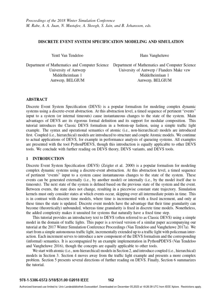 Discrete Event System Specification Modeling and Simulation | PDF