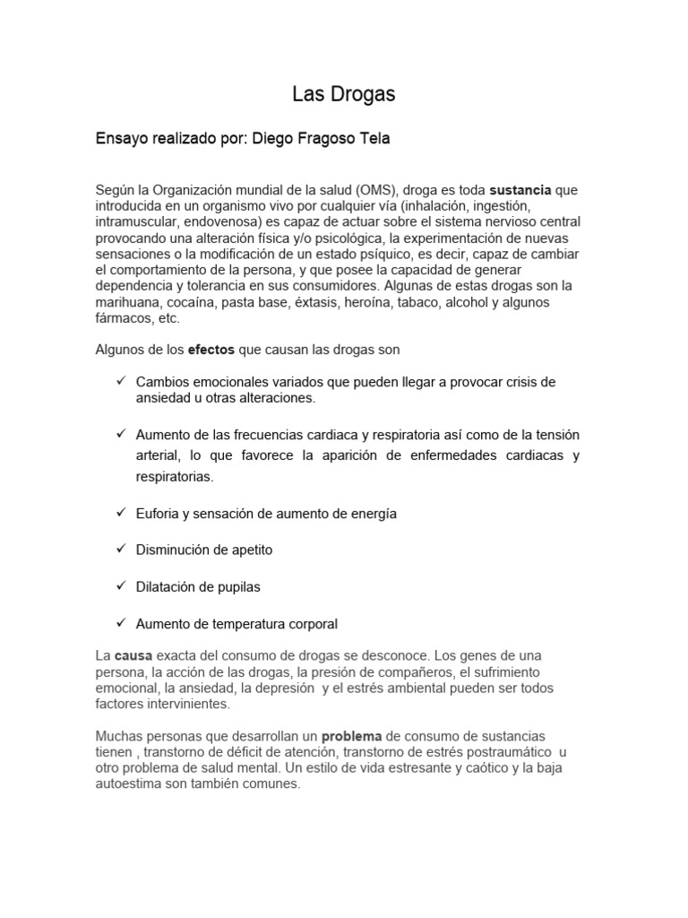 Las Drogas - Ensayo | PDF