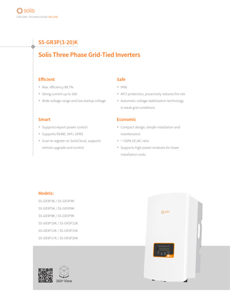 Solis Datasheet S5-GR3P (3-20) K Global | PDF