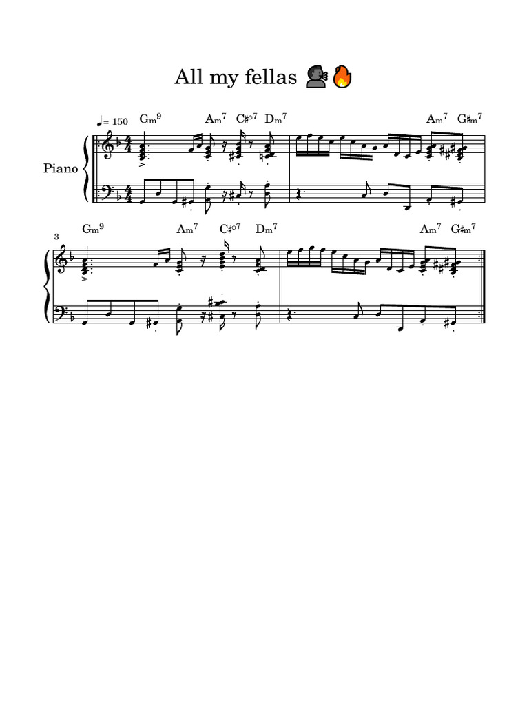 All My Fellas Piano Sheet | PDF