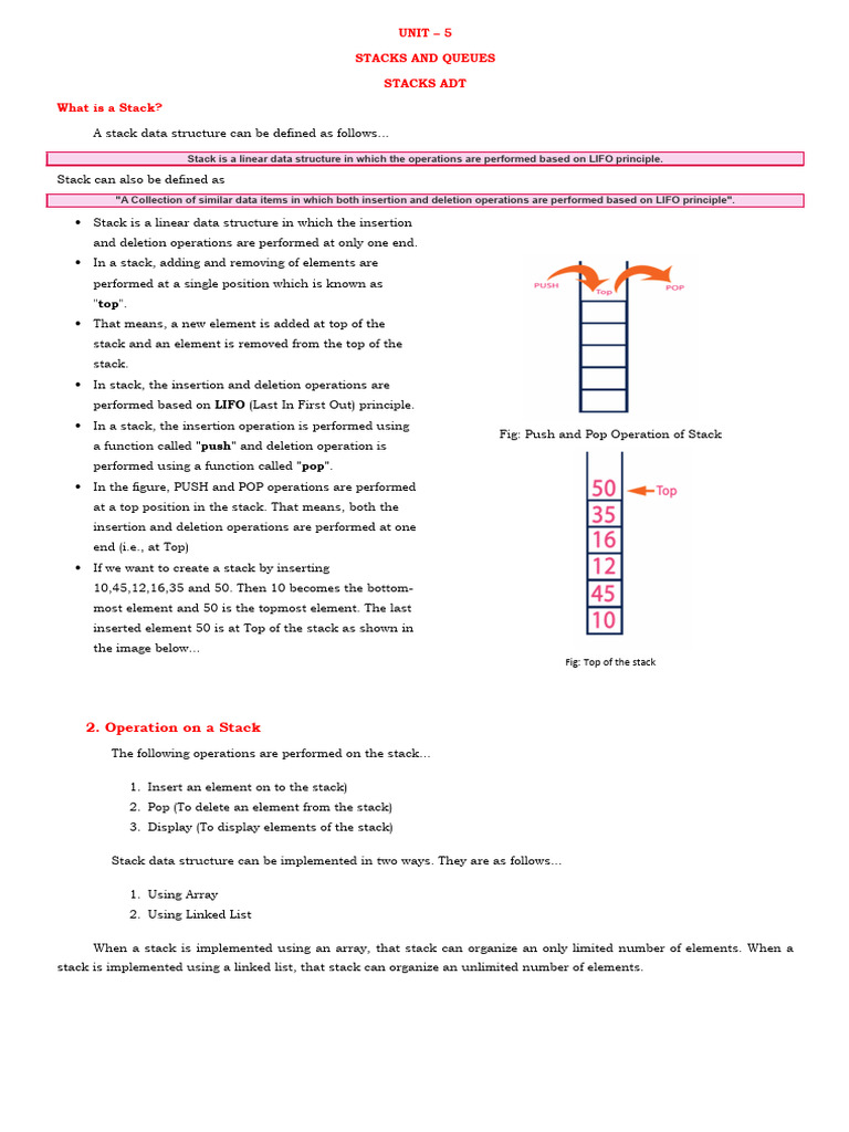 UNIT5 Stacks&Queues | PDF