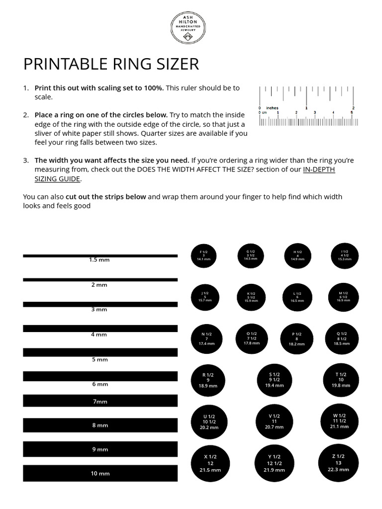 Printable Ring Sizer | PDF