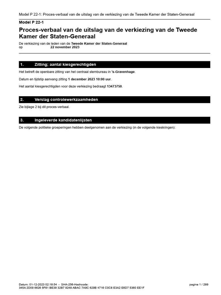 Proces-verbaal+van+de+uitslag+van+de+Tweede+Kamerverkiezing+2023_Model_P22-1 | PDF