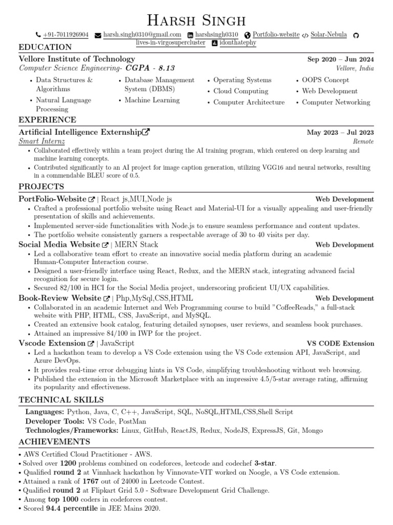 Harsh Resume | PDF