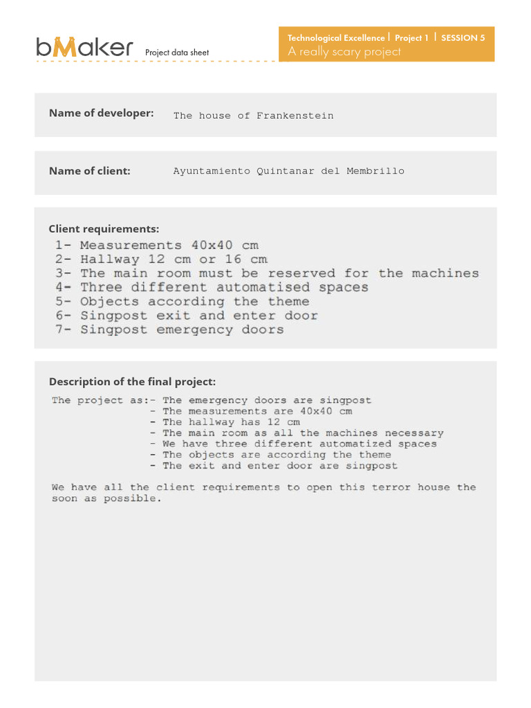 Project Data Sheet - P1 | PDF
