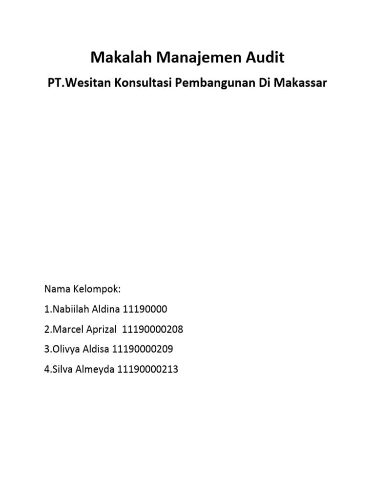 Makalah Manajemen Audit Kel 1 | PDF