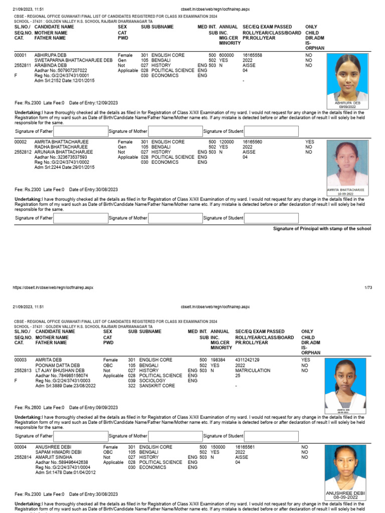 Loc Final Class Xii 2023 2024 | PDF | Adolescence | Student Assessment ...