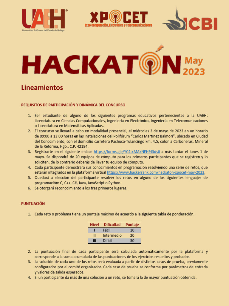 Lineamientos Hackaton-May 2023 | PDF