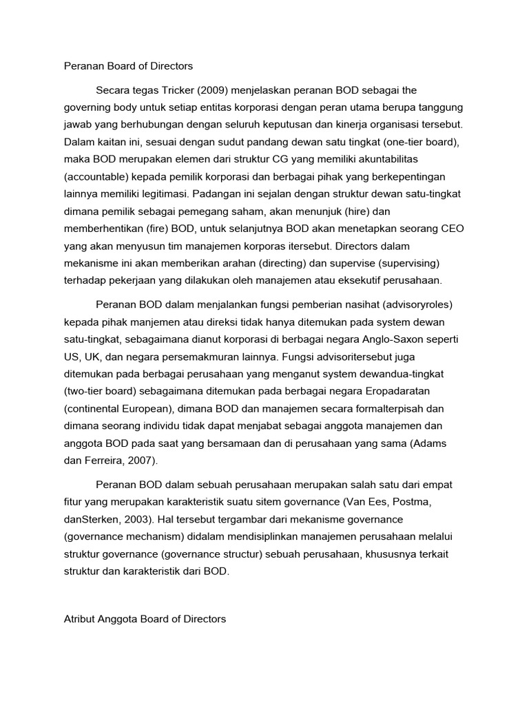 Peran Dan Fungsi BOD 2 | PDF