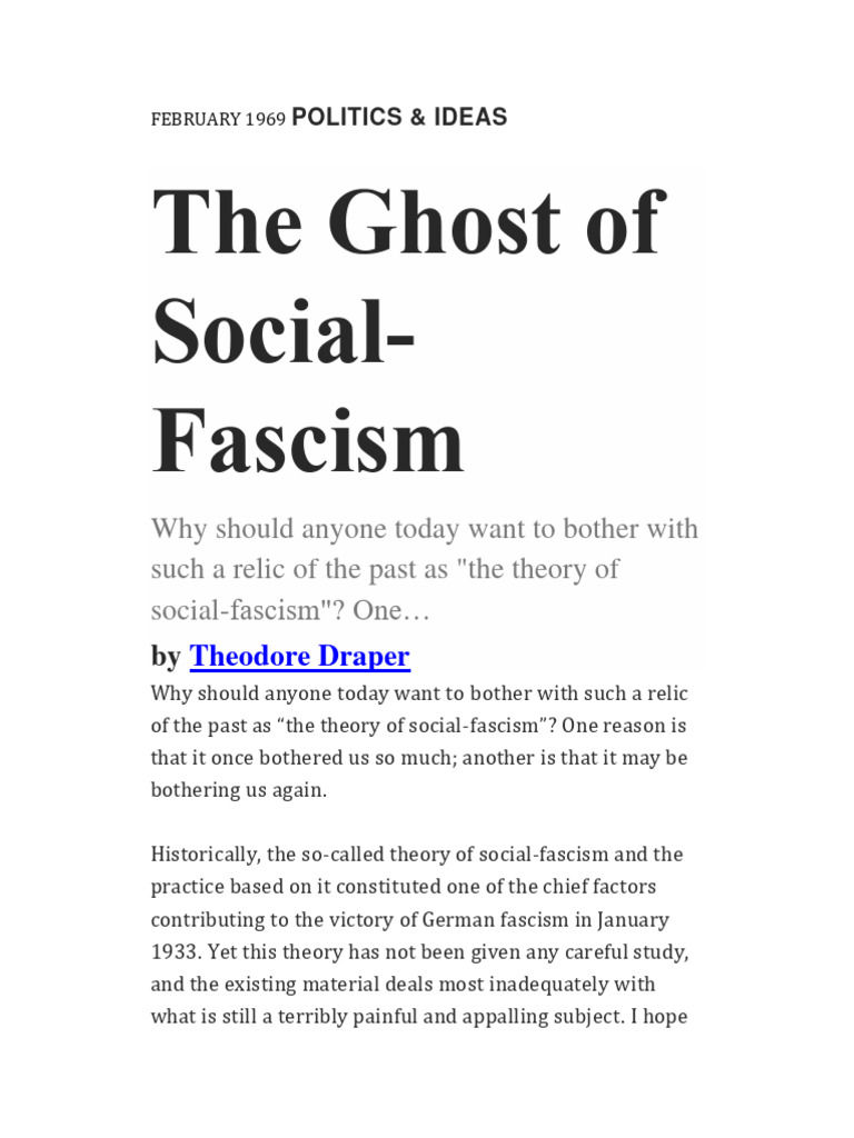 The Ghost of Social Fascism Theodore Hal Draper 1969 | PDF