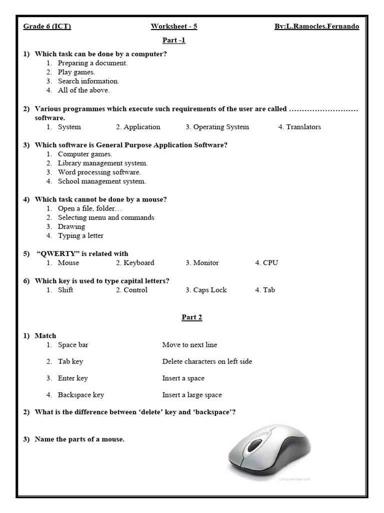 Grade 6 Worksheet 5 | PDF