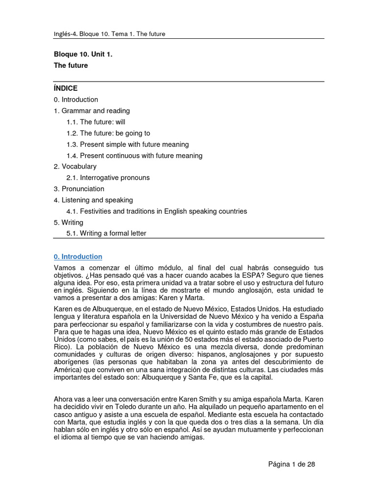 Acing 4 Bloque 10 Tema 1 Imprimible | PDF