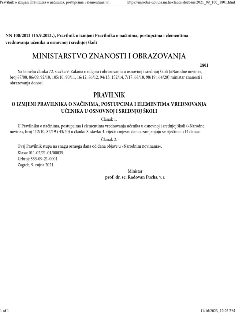 Pravilnik o Izmjeni Pravilnika o Načinima, Postupcima I Elementima ...